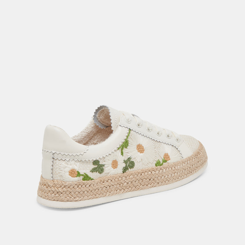 AZALIA SNEAKERS WHITE FLORAL RAFFIA – Dolce Vita