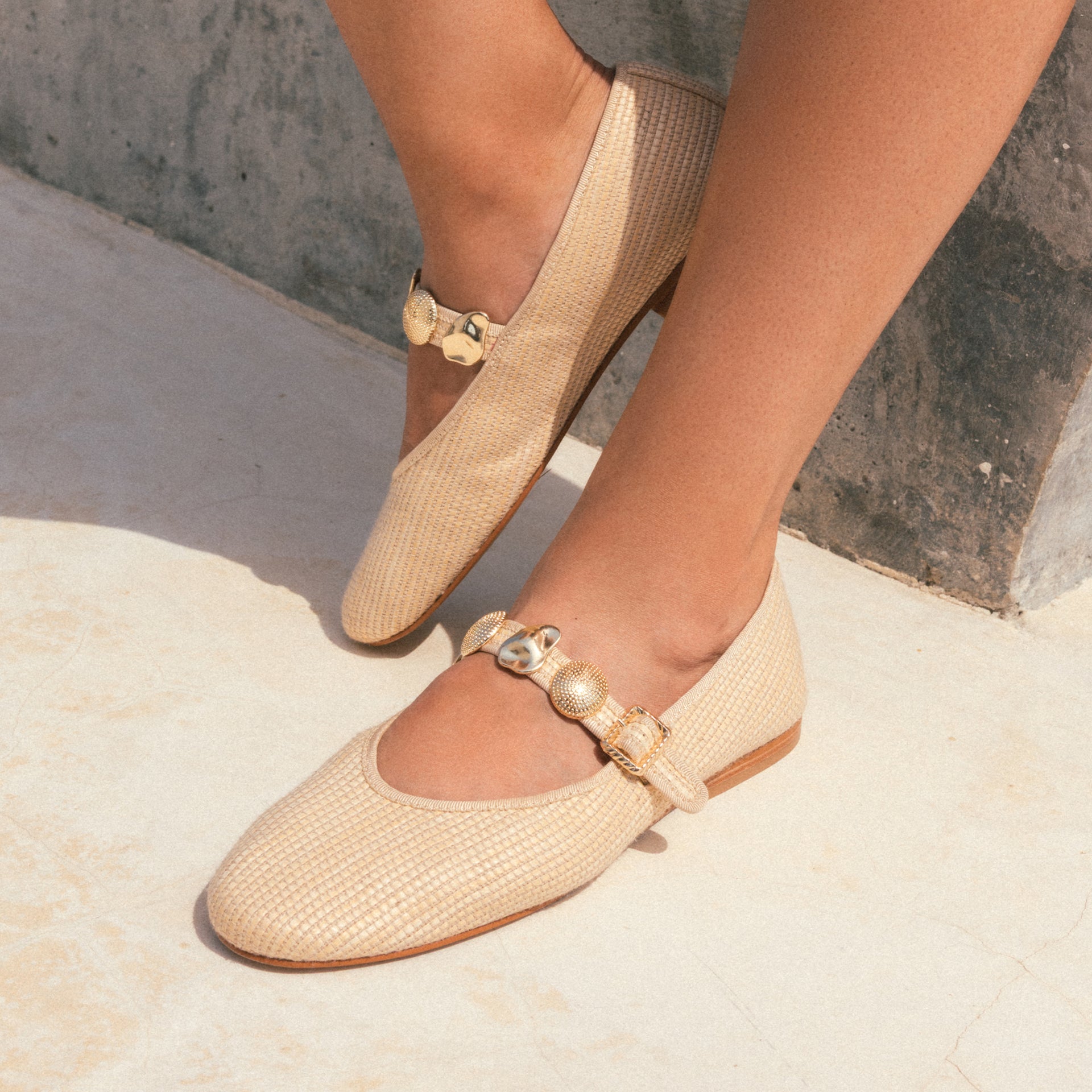 RELAN BALLET FLATS LT NATURAL RAFFIA – Dolce Vita
